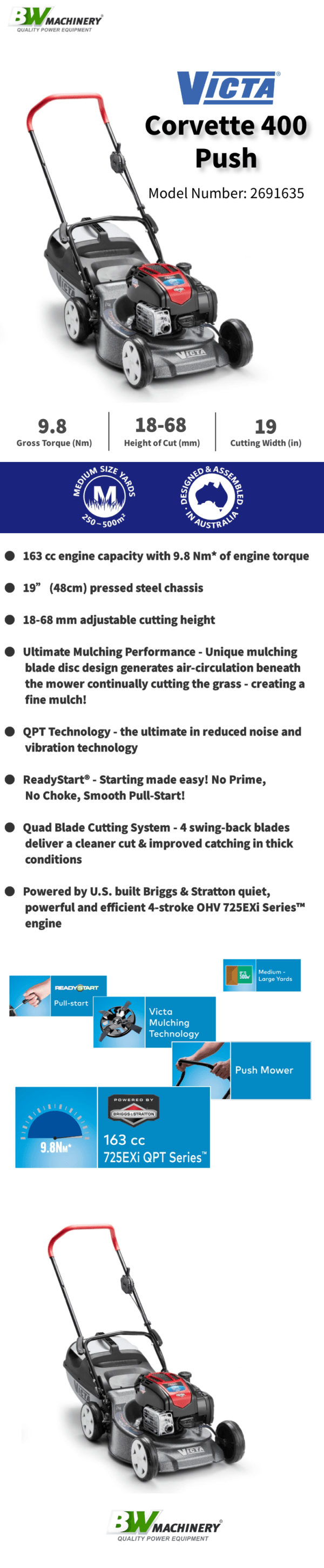 VICTA Corvette 400 Mower (2691635) | B.W. Machinery