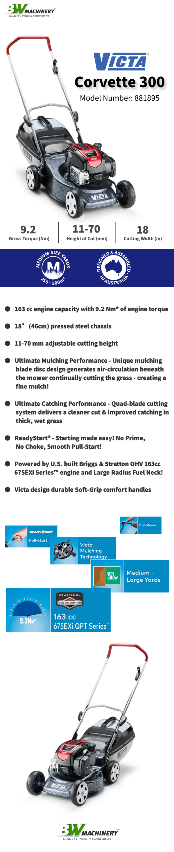 VICTA Corvette 300 Mower (881895) | B.W. Machinery