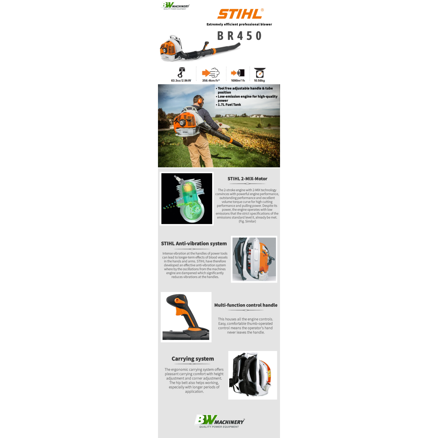 STIHL BR 450 Backpack Blower | B.W. Machinery