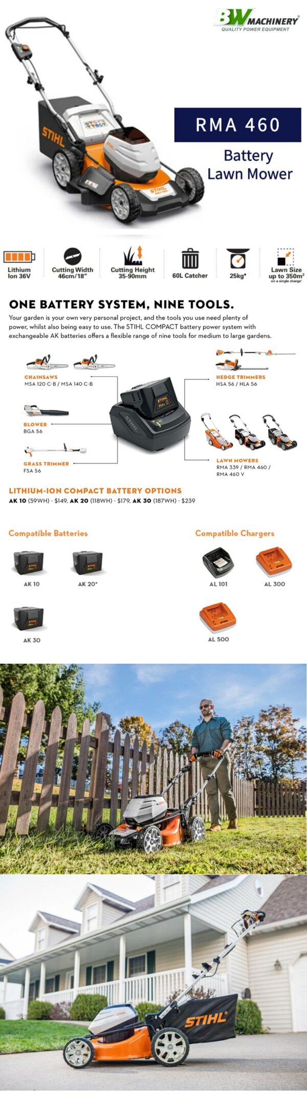 STIHL RMA 460 Battery Mower (Skin Only) | B.W. Machinery